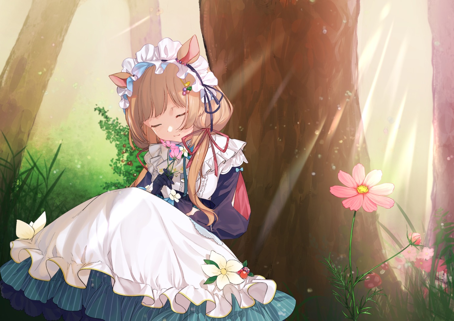 kelly (pixiv 5393987) nijisanji eli conifer animal ears maid skirt lift | #691357 | yande.re